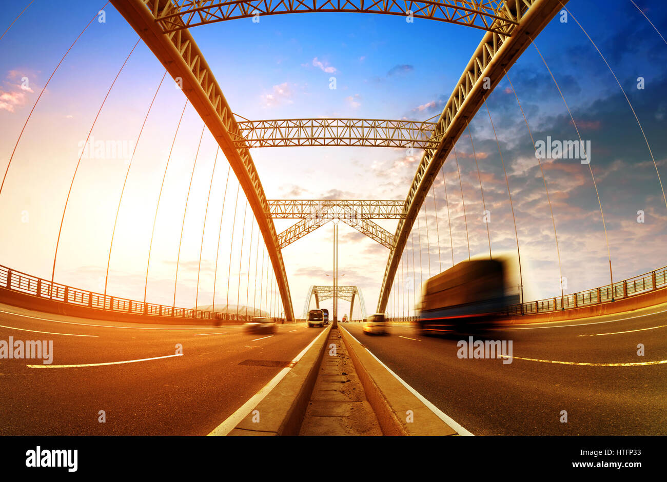 Bridges and high-speed driving truck Stock Photo - Alamy