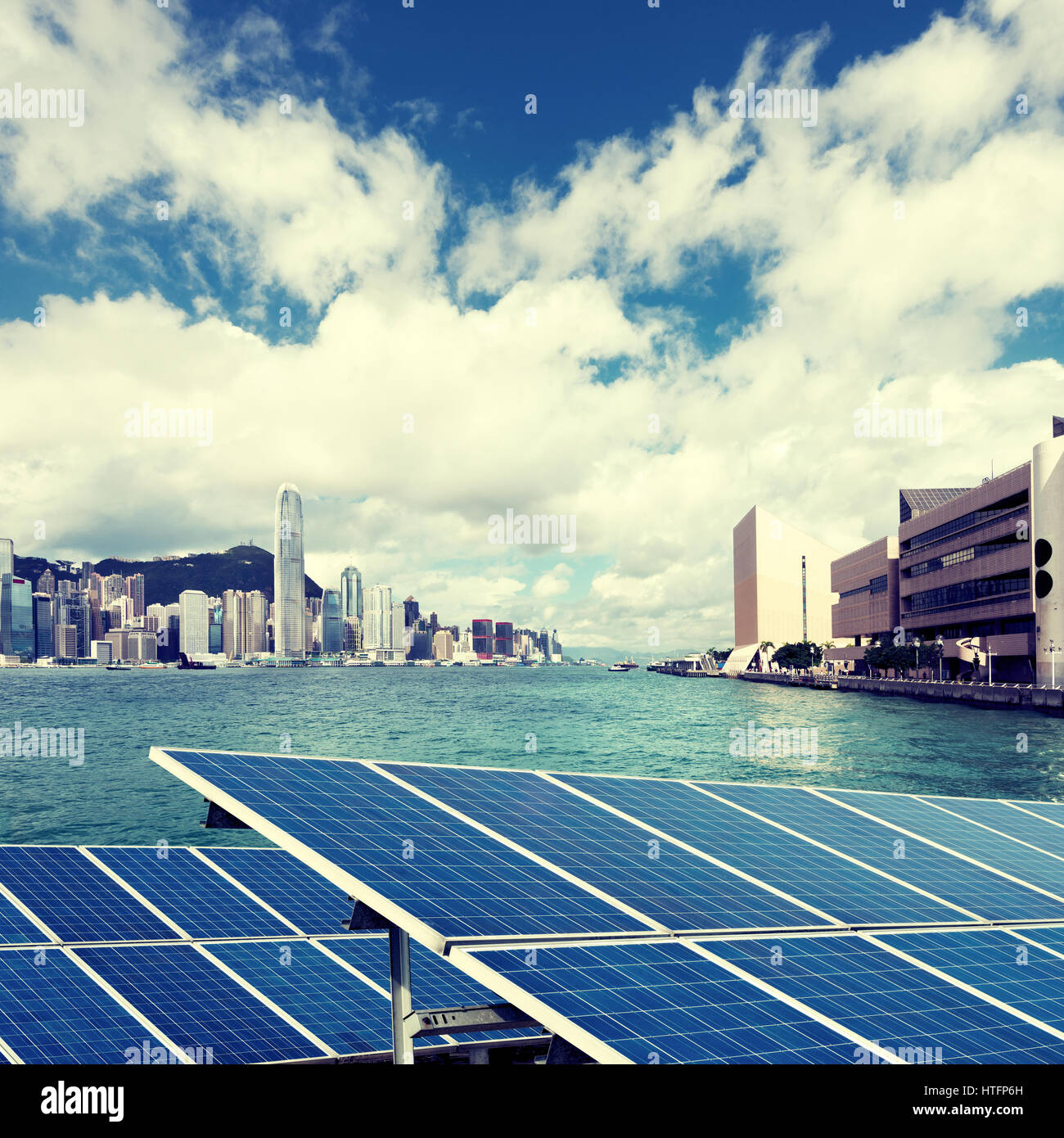 Solar panels, in Hong Kong's Victoria Harbour Stock Photo - Alamy