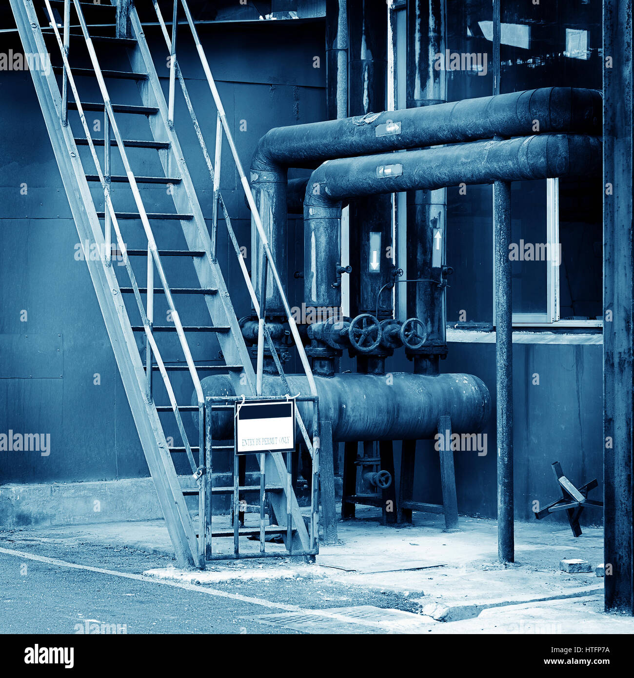 Abandoned factories, stairways and pipes Stock Photo - Alamy