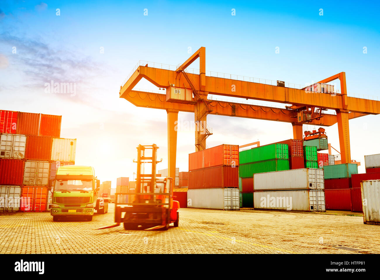 Container operation in the port Stock Photo - Alamy