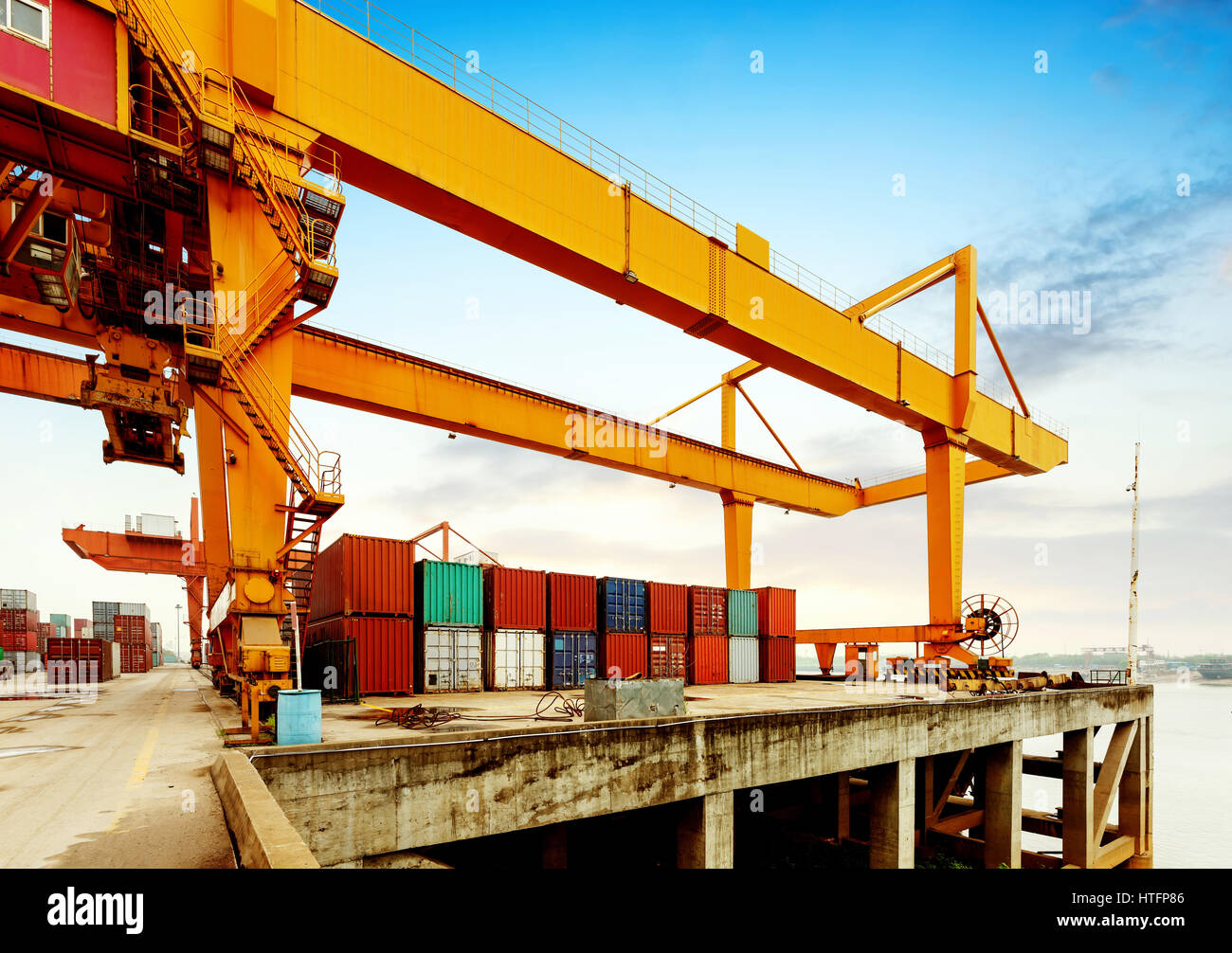 Container operation in the port Stock Photo - Alamy