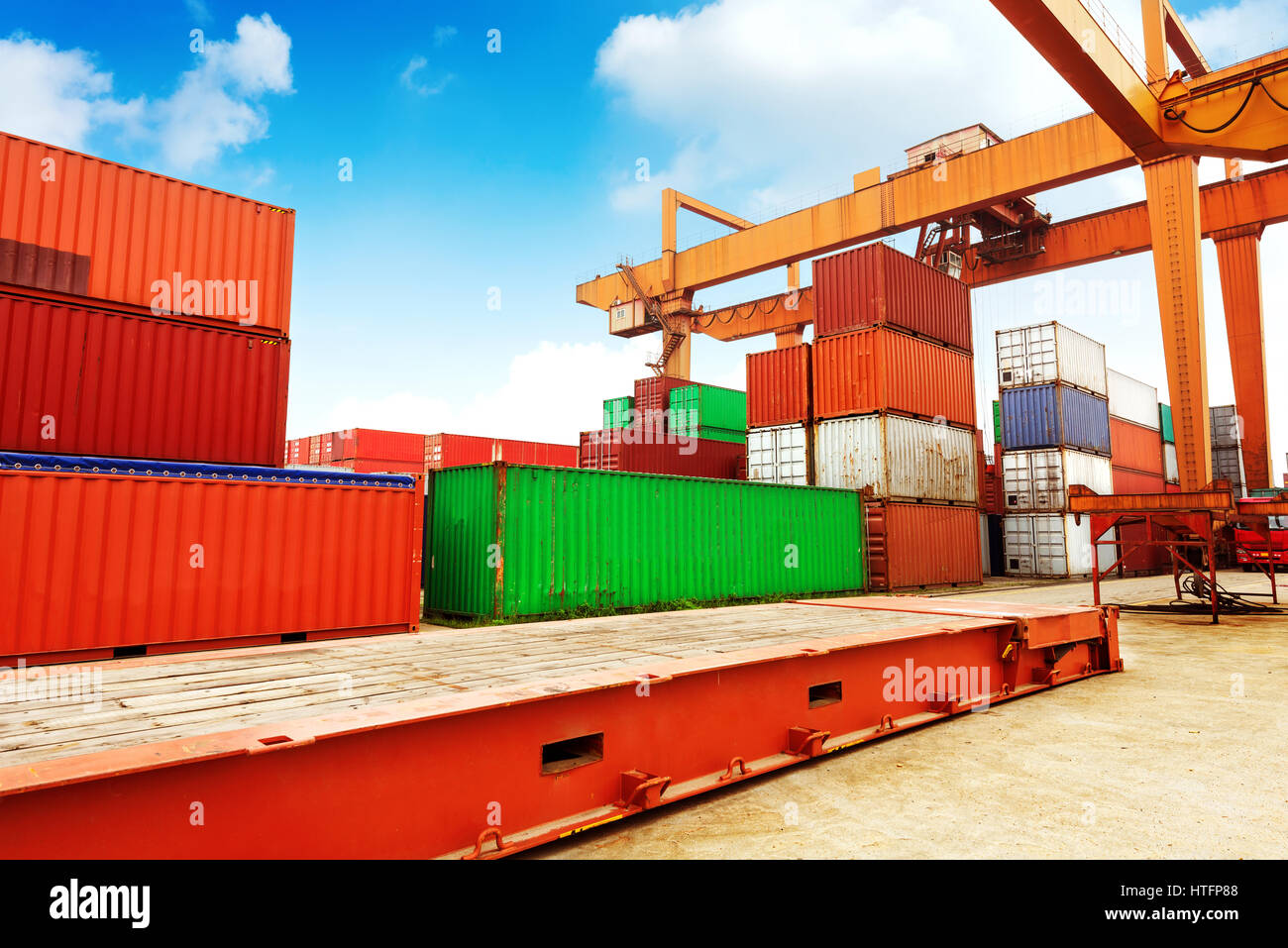 Stack of Cargo Containers at the docks Stock Photo - Alamy