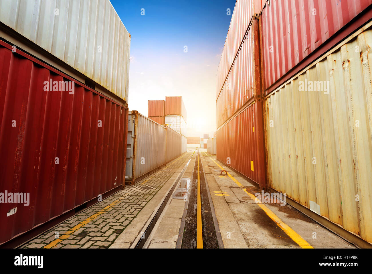 Stack of Cargo Containers at the docks Stock Photo - Alamy