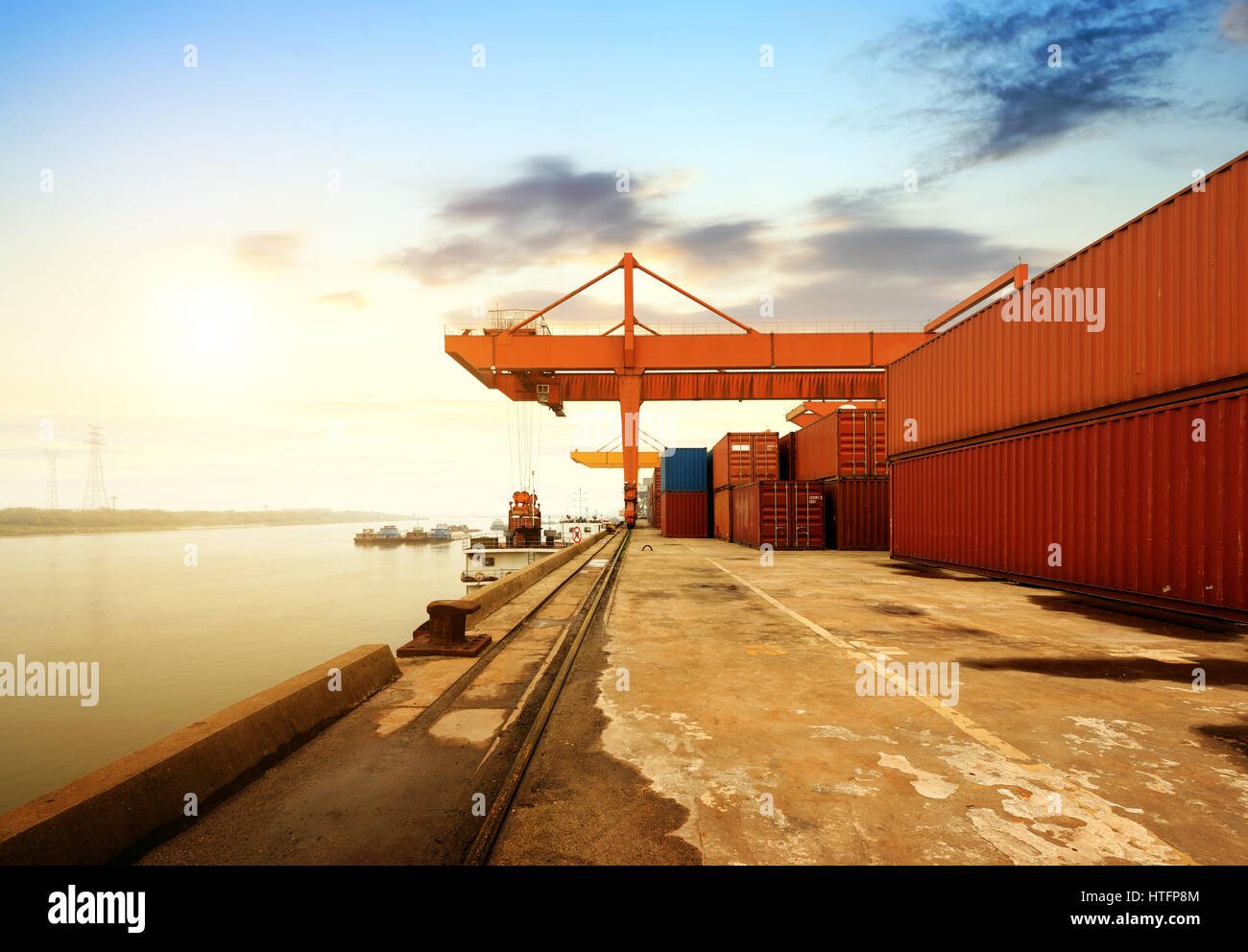 Container operation in the port Stock Photo - Alamy