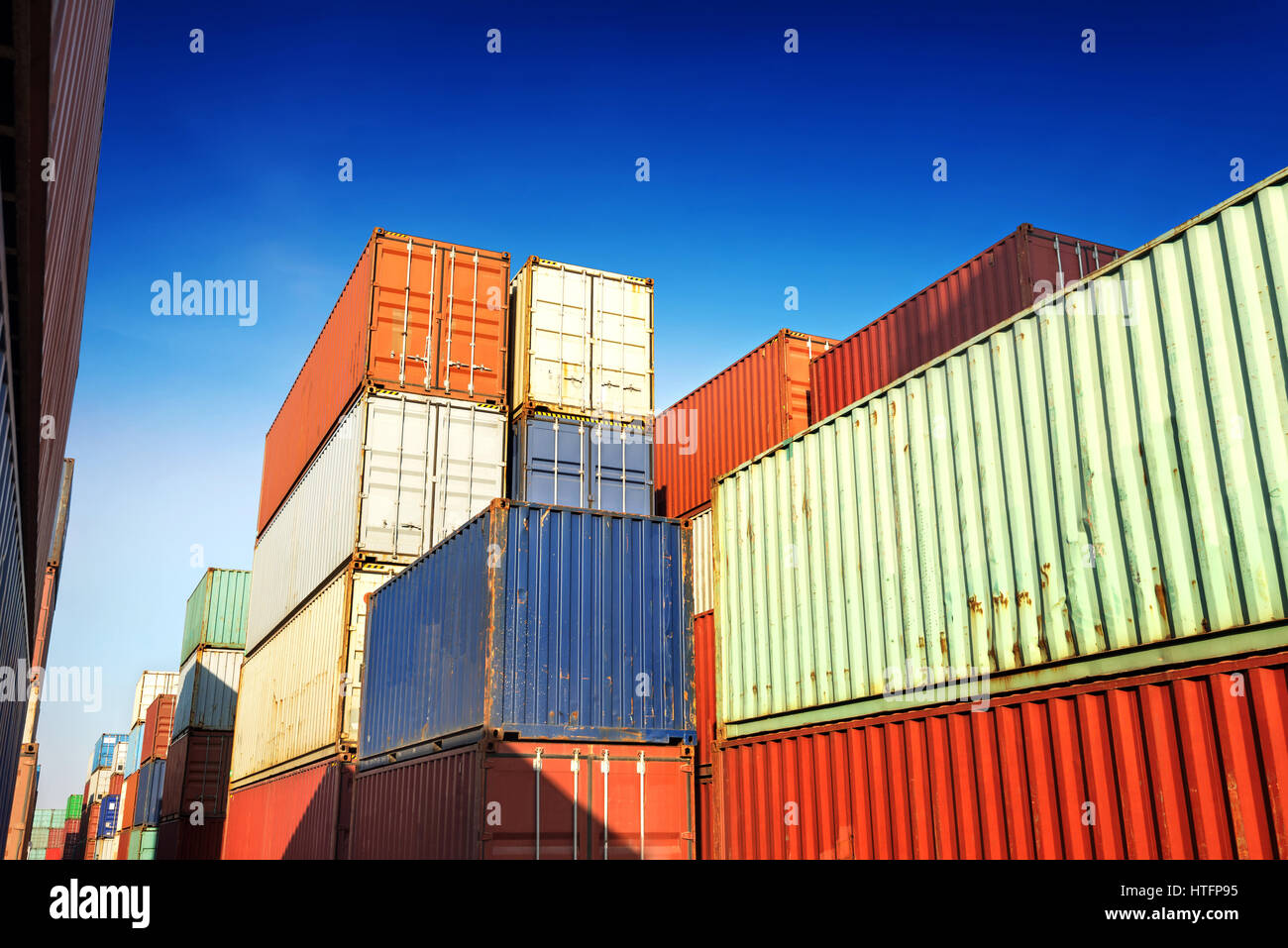 Stack of Cargo Containers at the docks Stock Photo - Alamy