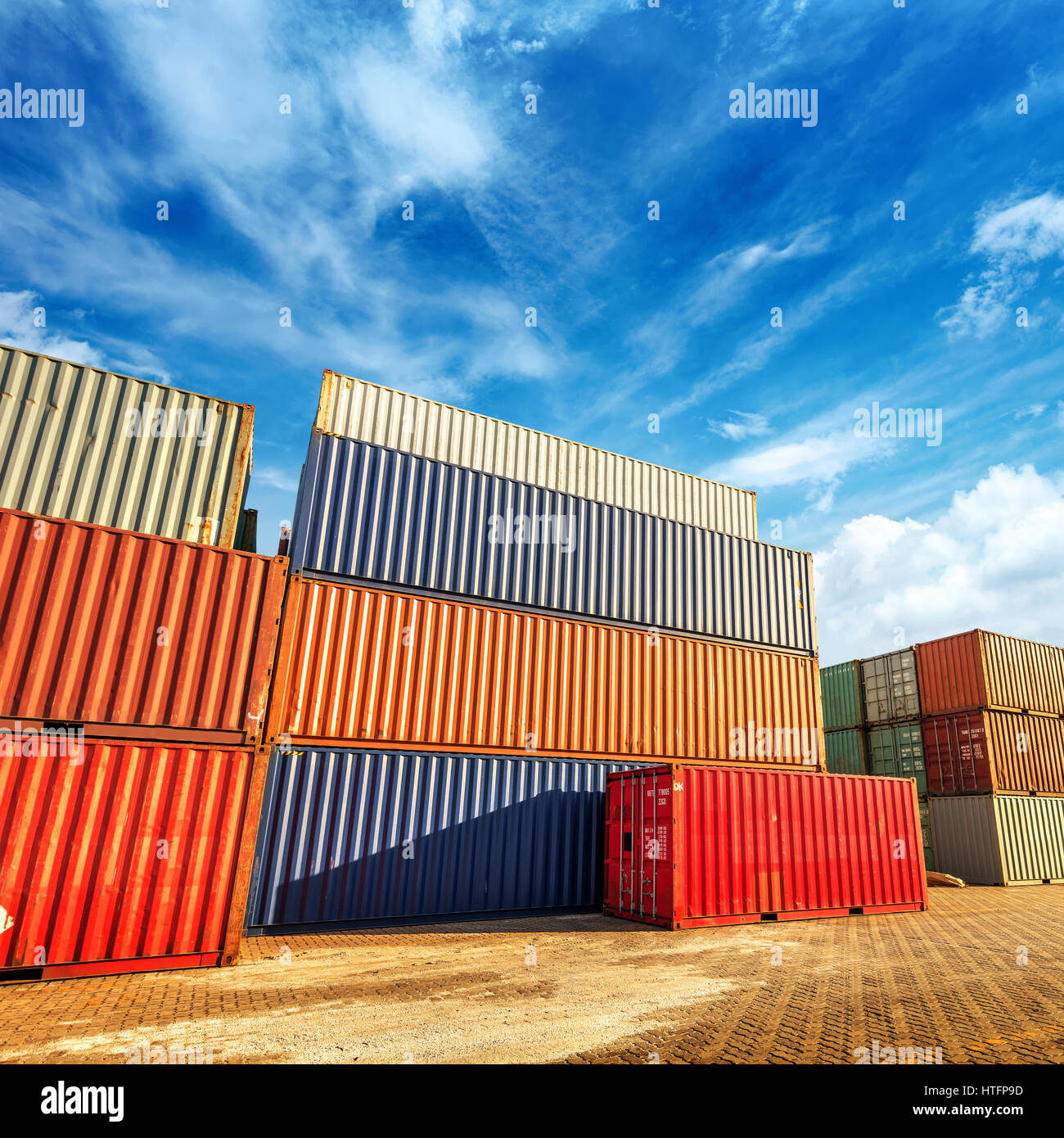 Stack of Cargo Containers at the docks Stock Photo - Alamy