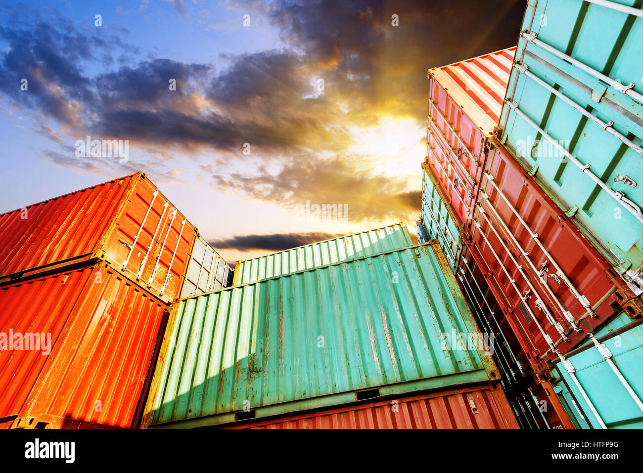 Stack of Cargo Containers at the docks Stock Photo - Alamy