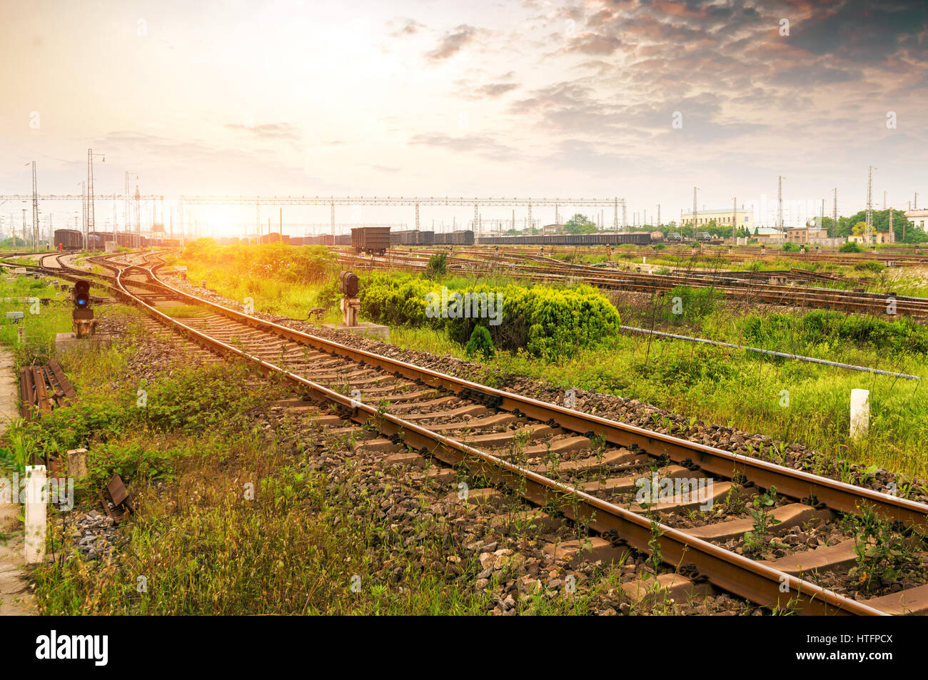 Railroad tracks in perspective Stock Photo - Alamy