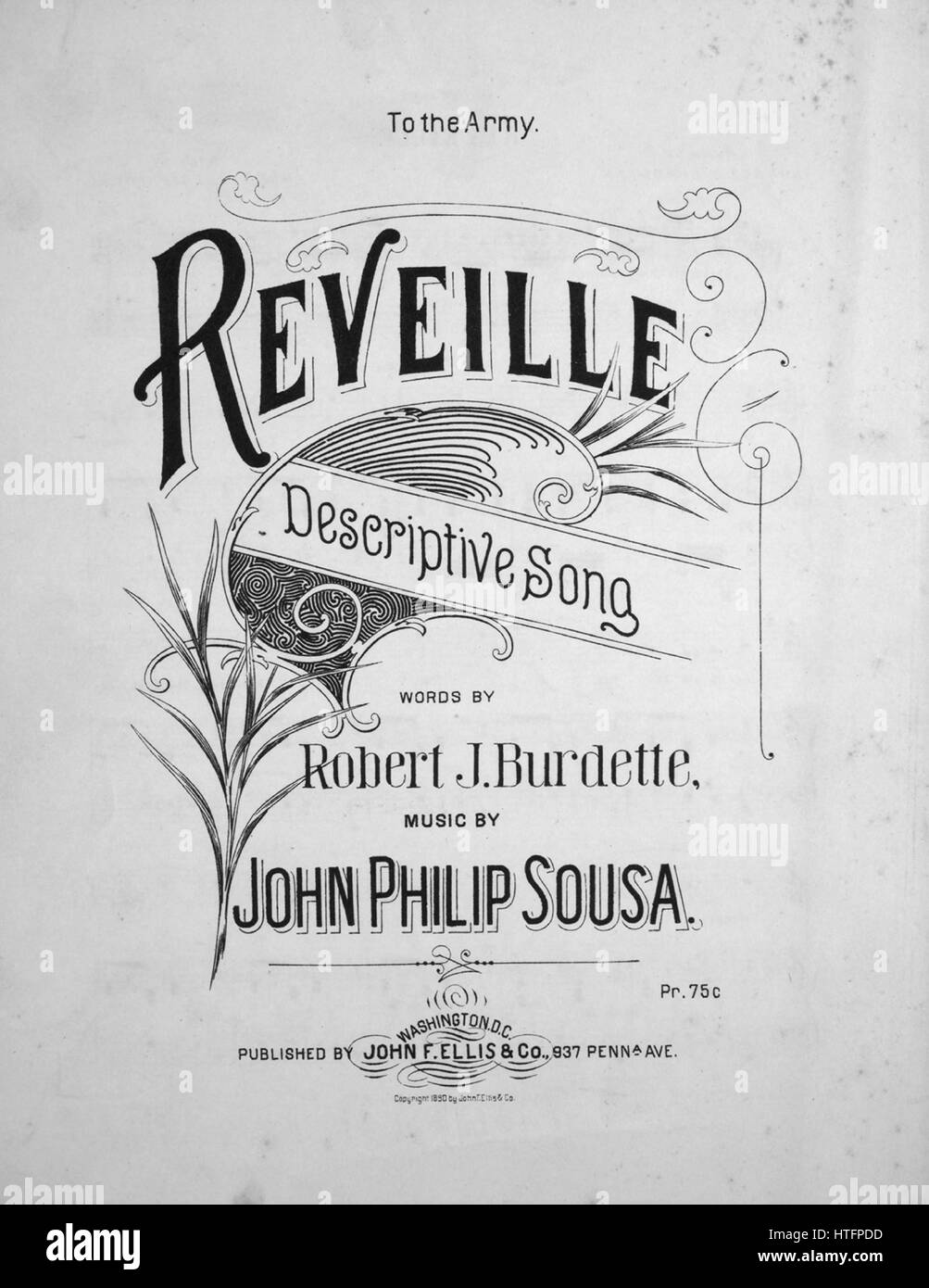 Sheet music cover image of the song 'Reveille Descriptive Song', with ...