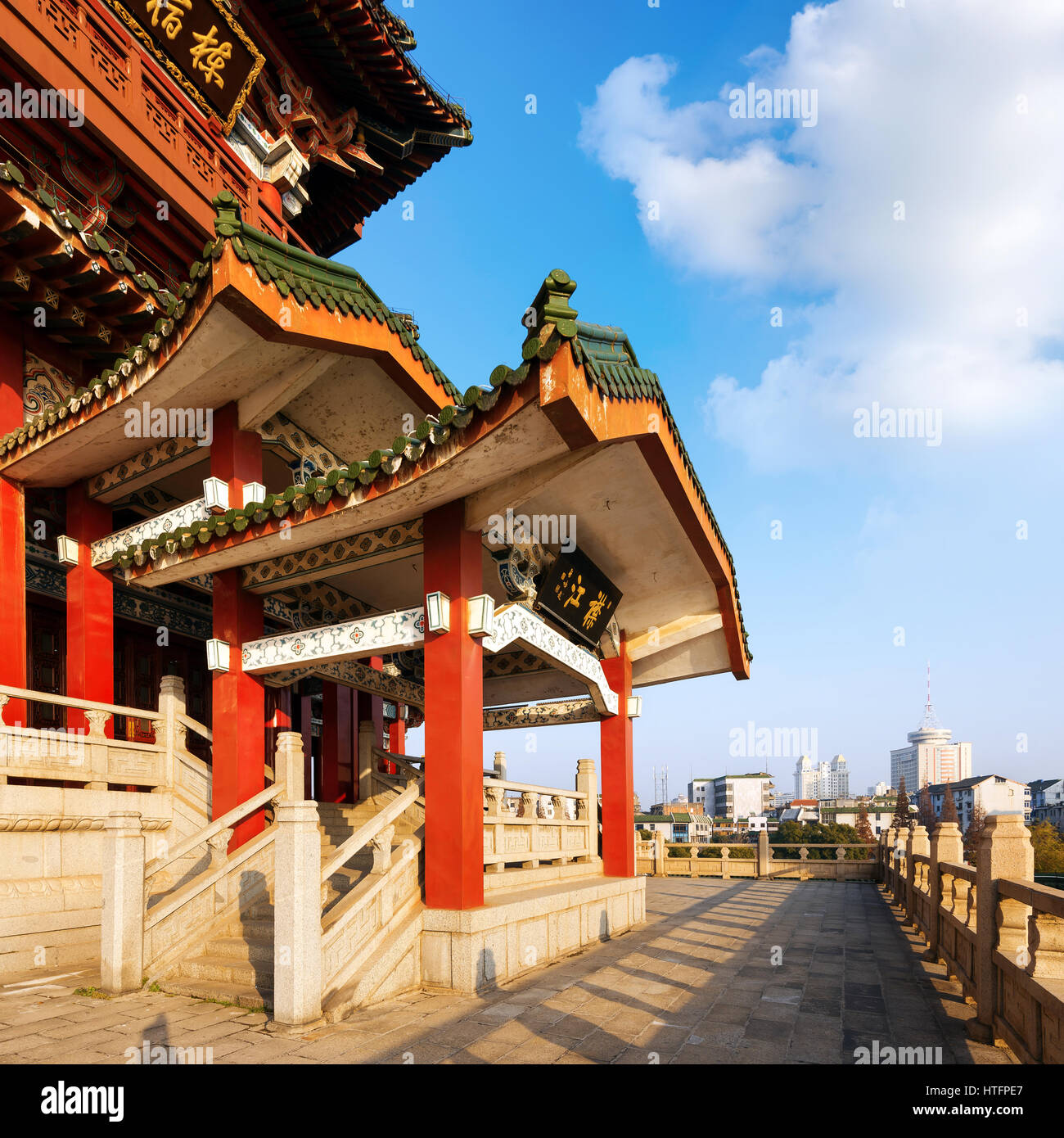 Beautiful asian temple on the blue sky background Stock Photo - Alamy
