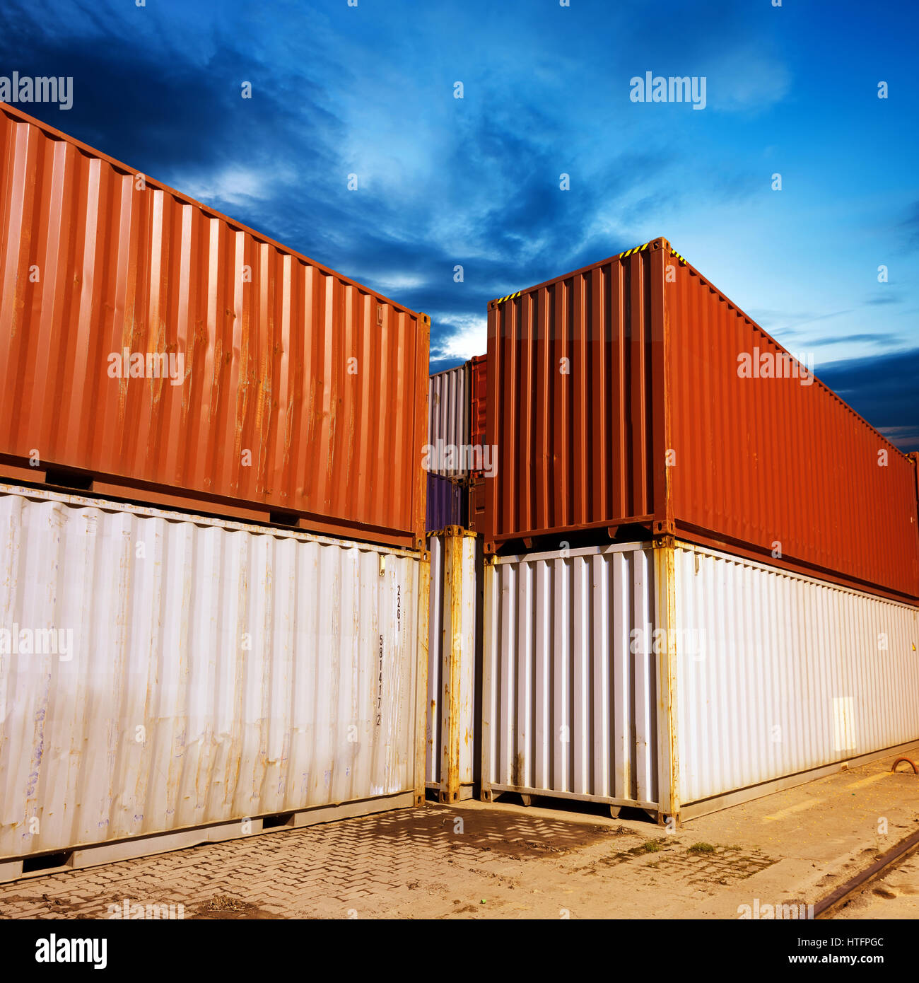 Container terminal by night hi-res stock photography and images - Alamy