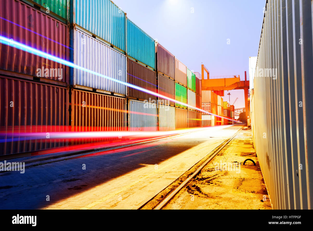 Container terminal night working hi-res stock photography and images ...