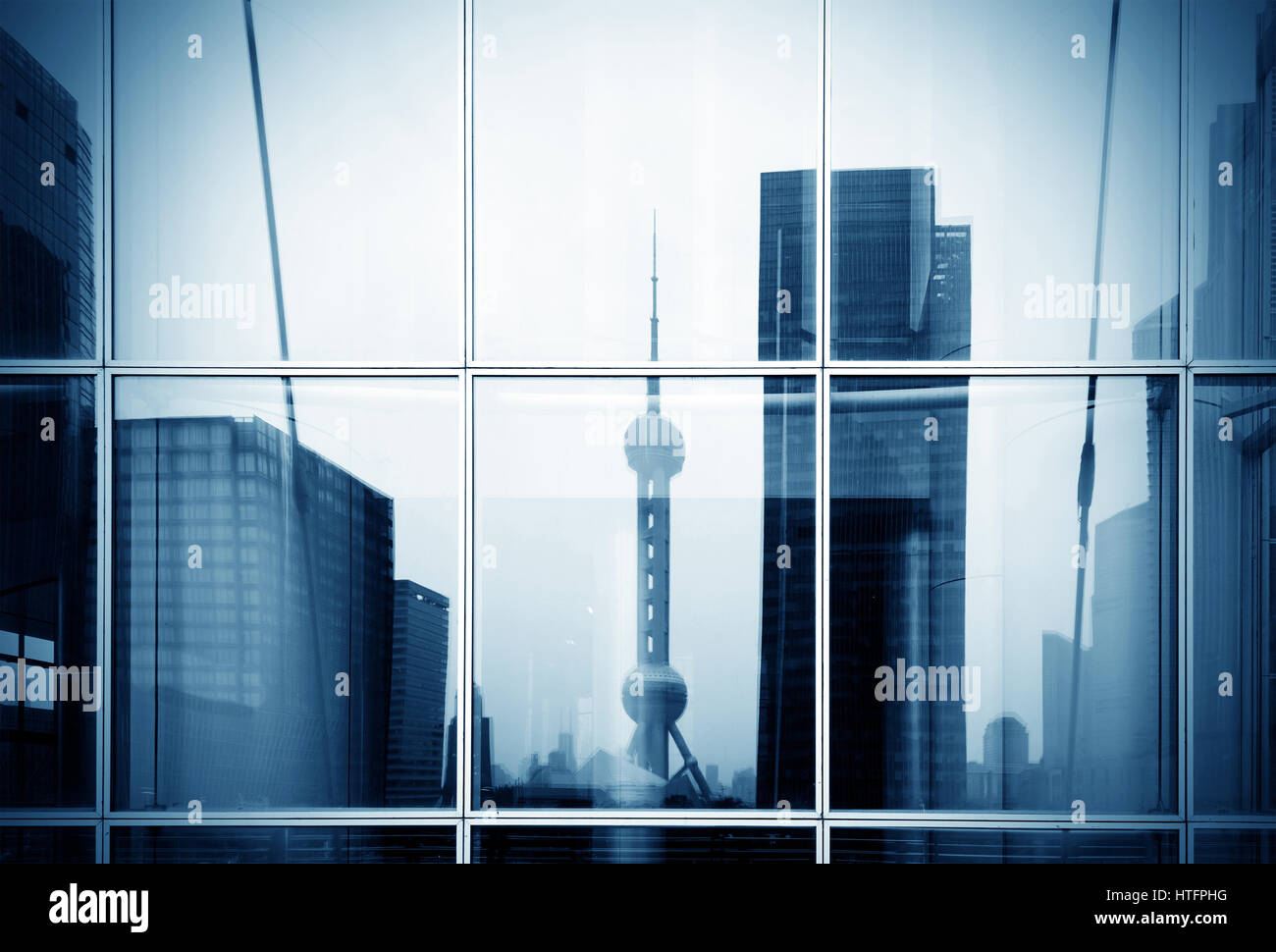 Shanghai China, glass curtain wall projection Stock Photo - Alamy