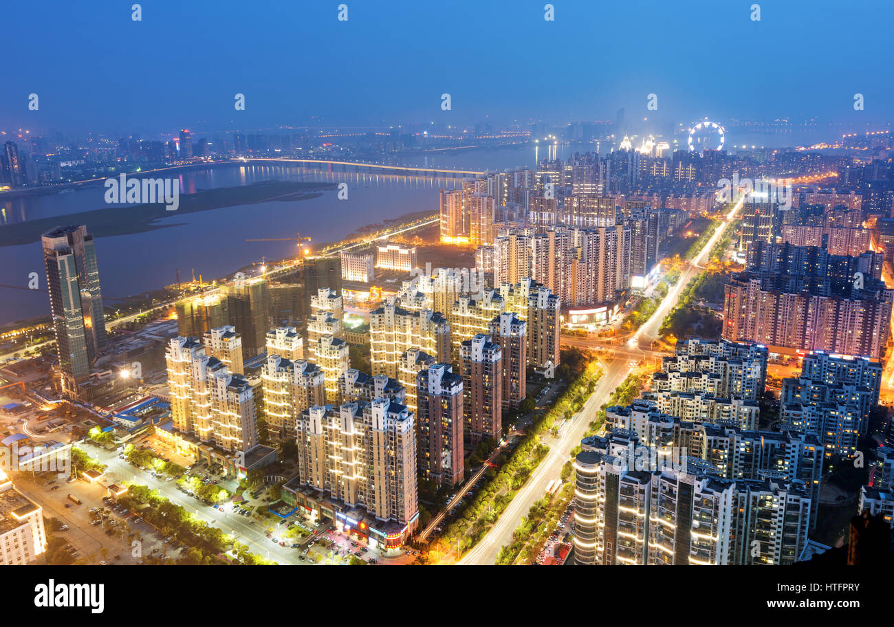 Aerial view of city night Stock Photo - Alamy