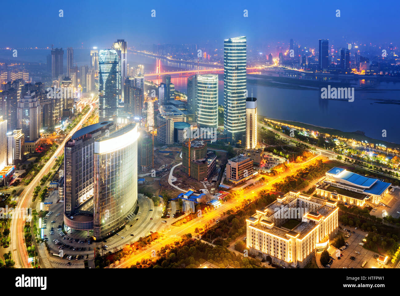 Aerial view of city night Stock Photo - Alamy