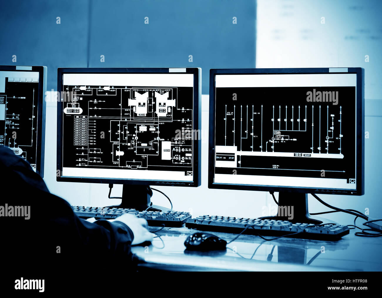 Modern plant control room and computer monitors Stock Photo - Alamy