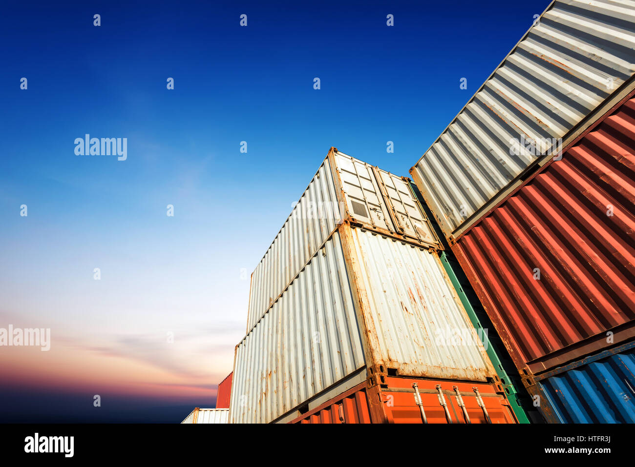 Stack of Cargo Containers at the docks Stock Photo - Alamy
