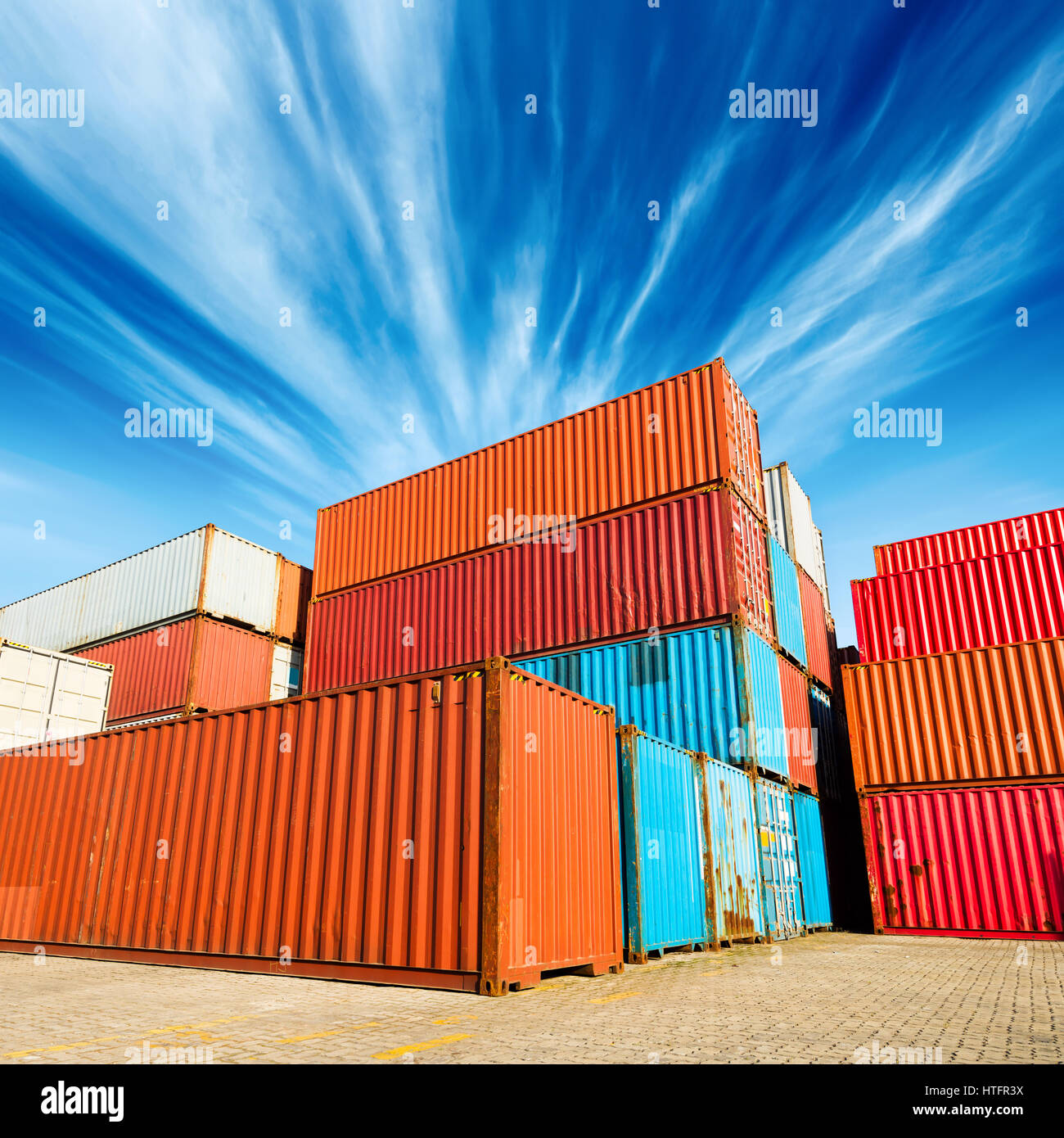 Stack of Cargo Containers at the docks Stock Photo - Alamy
