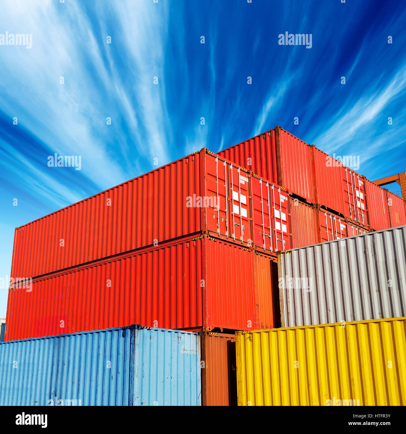 Stack of Cargo Containers at the docks Stock Photo - Alamy