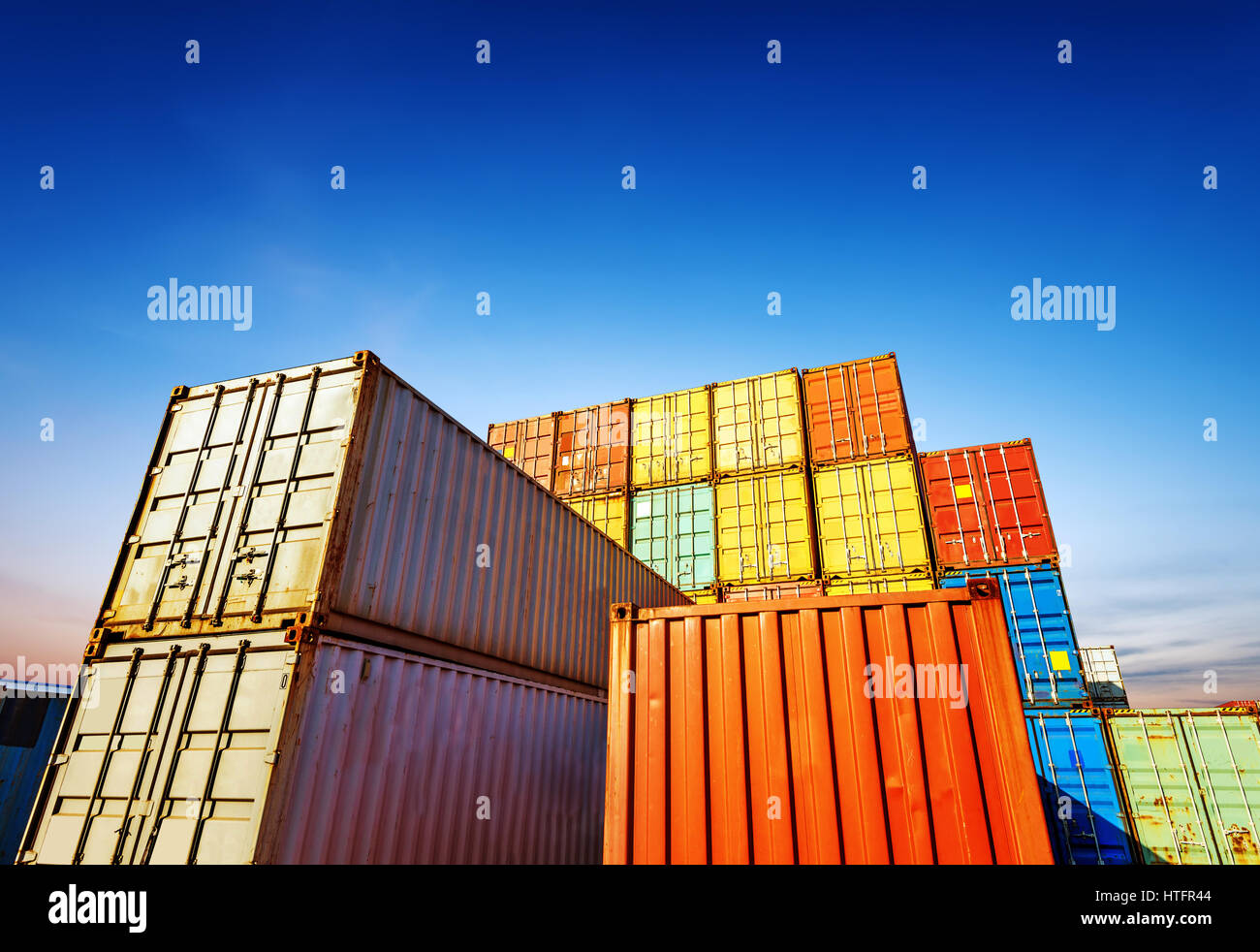 Stack of Cargo Containers at the docks Stock Photo - Alamy