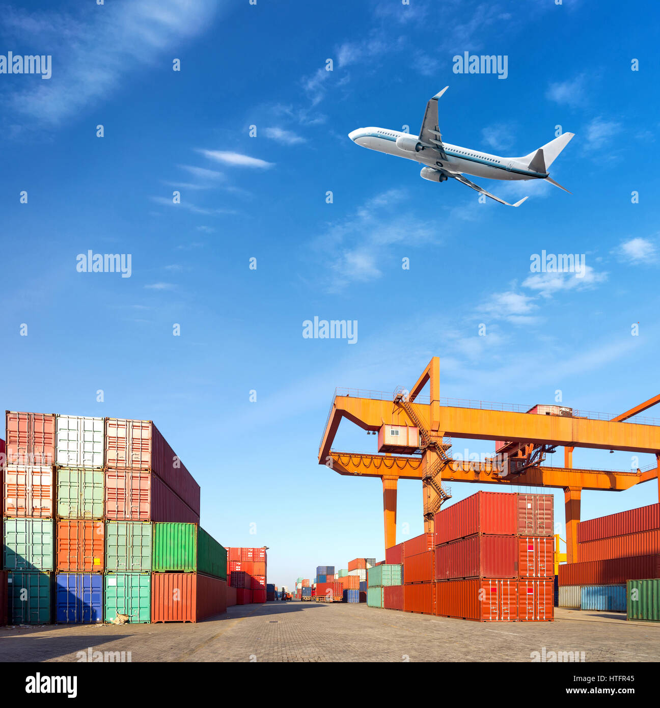 Stack of Cargo Containers at the docks Stock Photo - Alamy