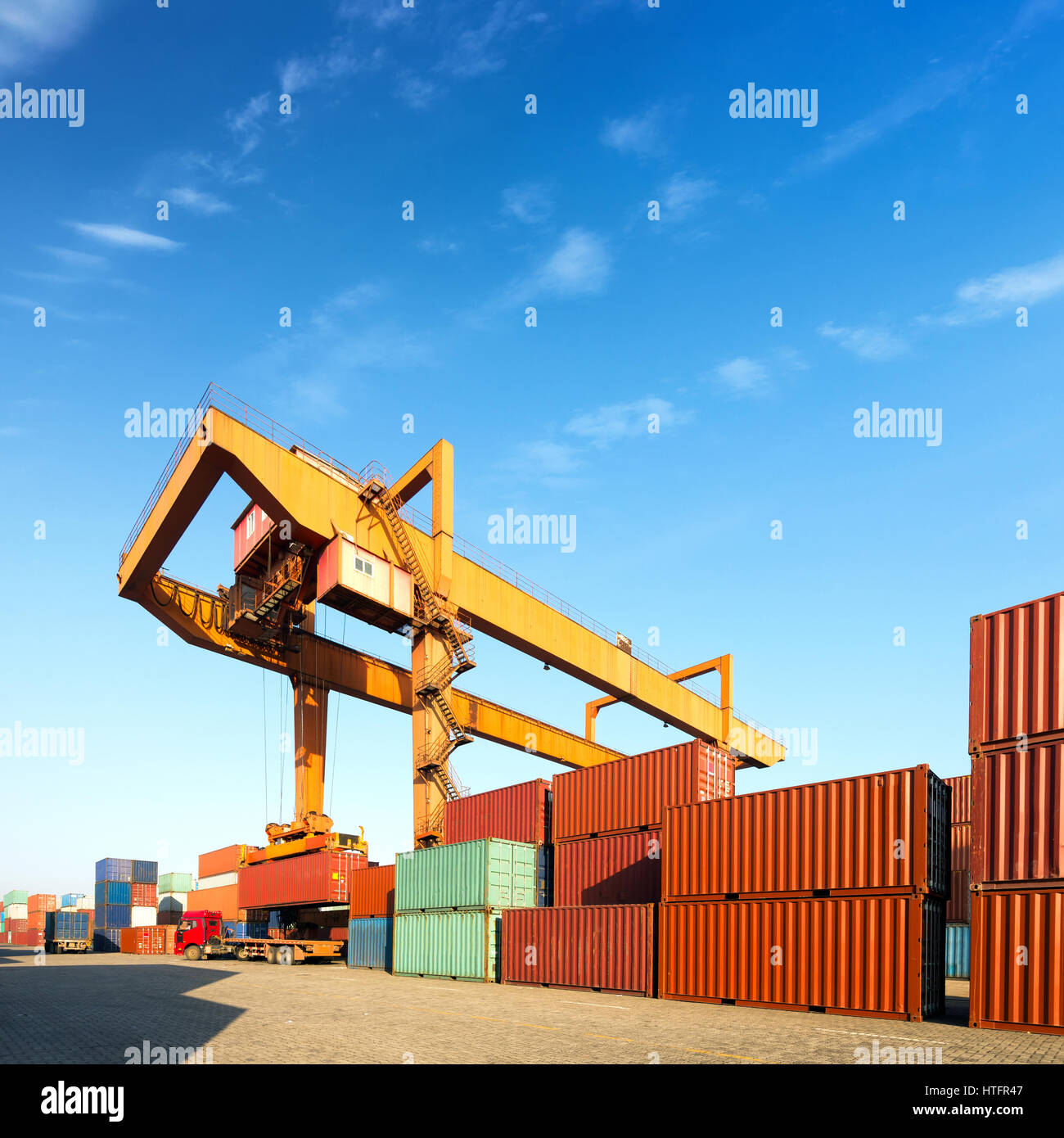 Stack of Cargo Containers at the docks Stock Photo - Alamy