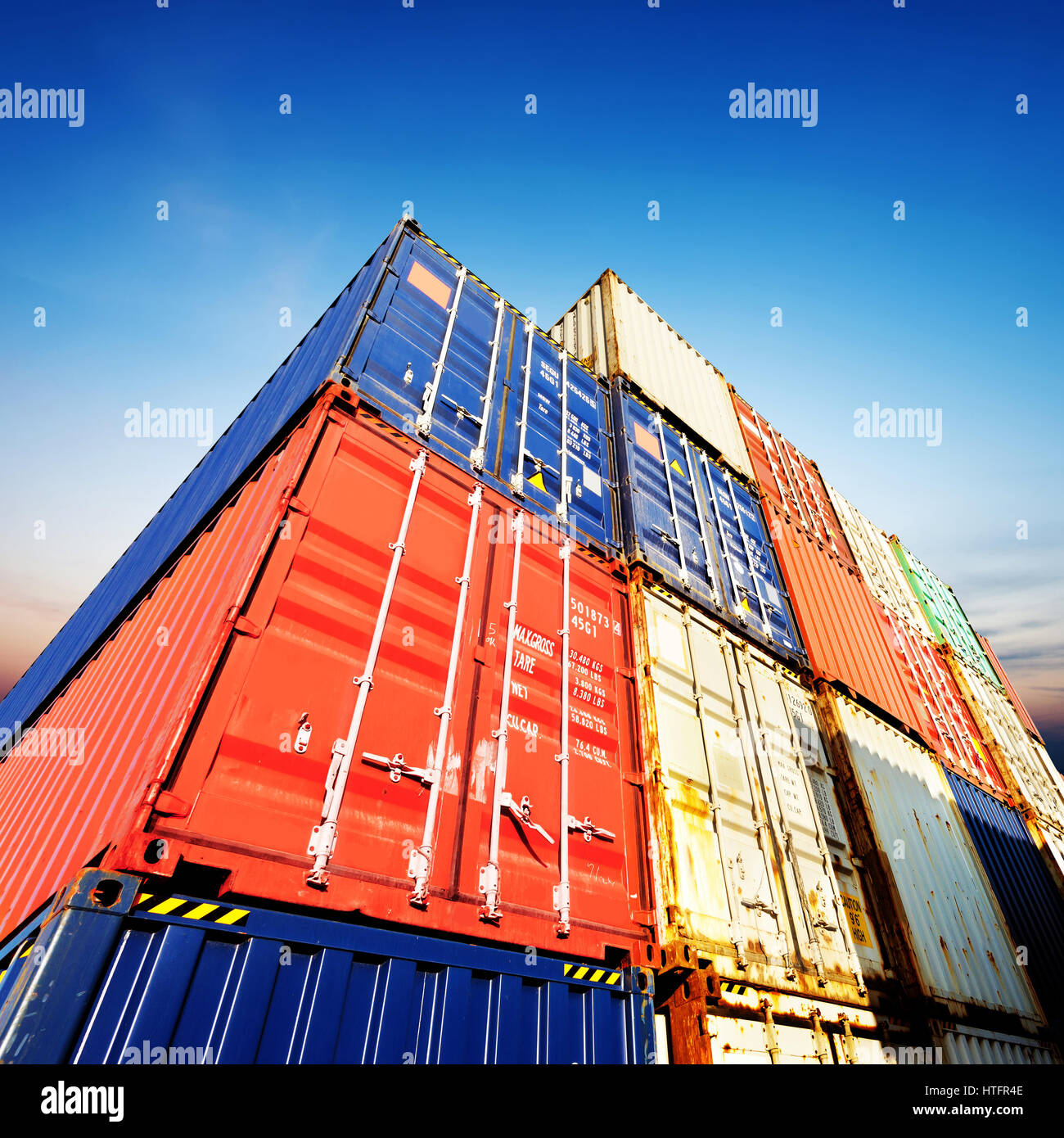 Stack of Cargo Containers at the docks Stock Photo - Alamy