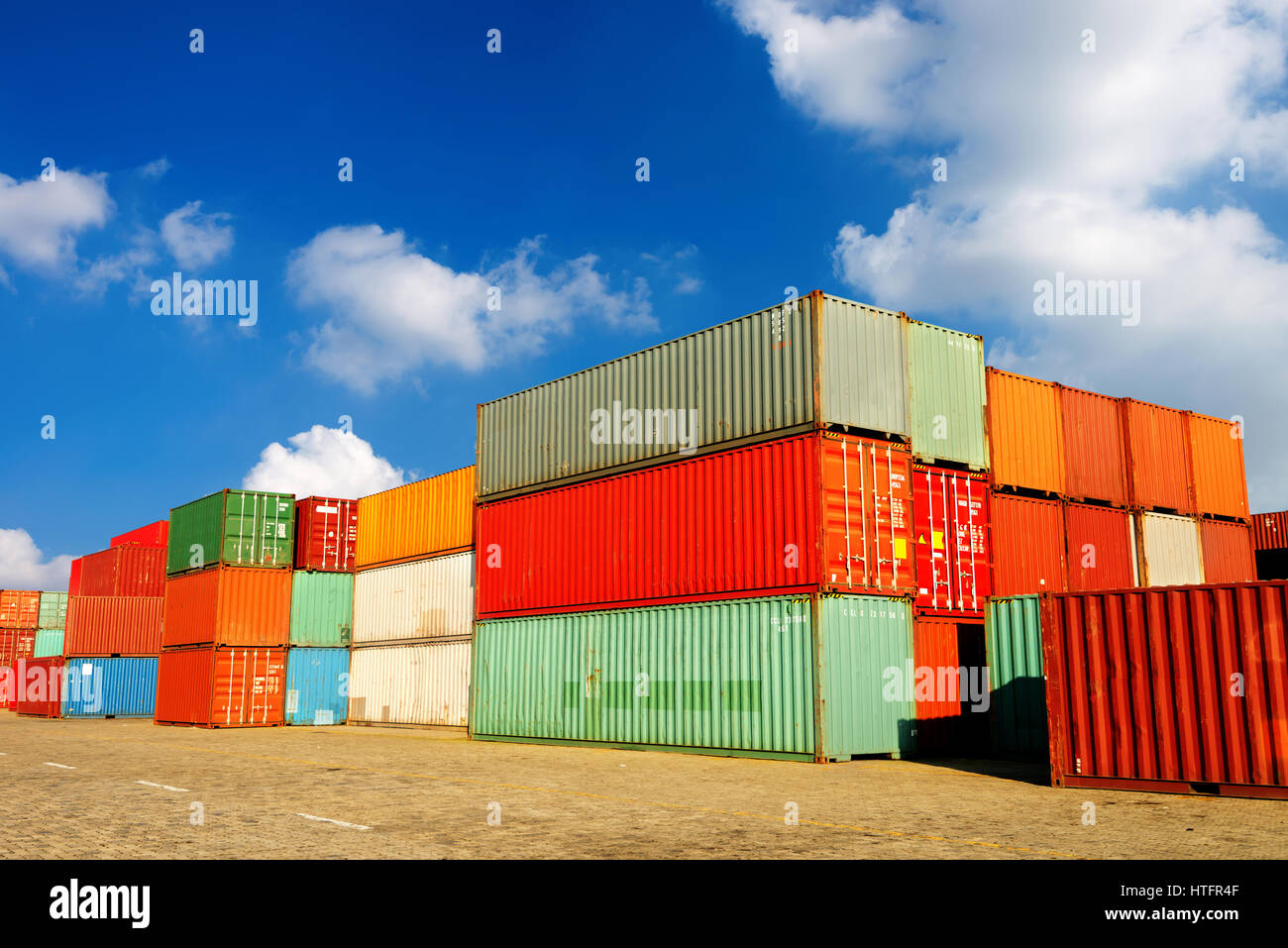 Stack of Cargo Containers at the docks Stock Photo - Alamy