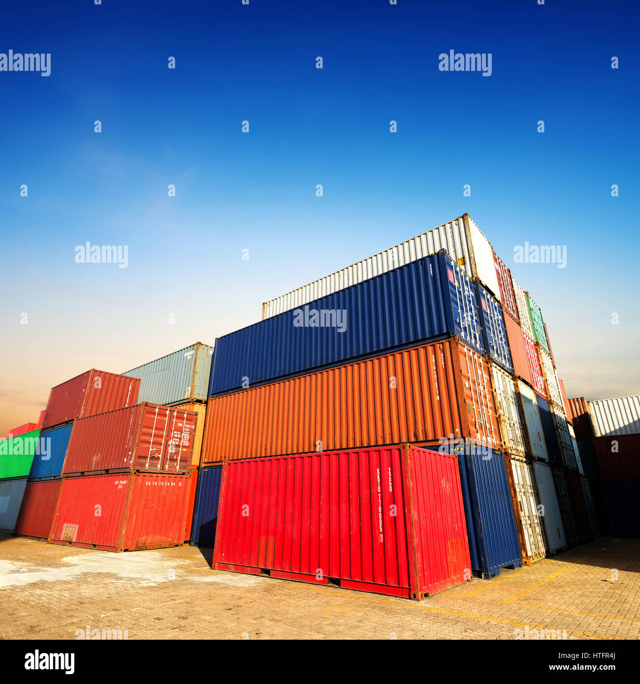 Stack of Cargo Containers at the docks Stock Photo - Alamy