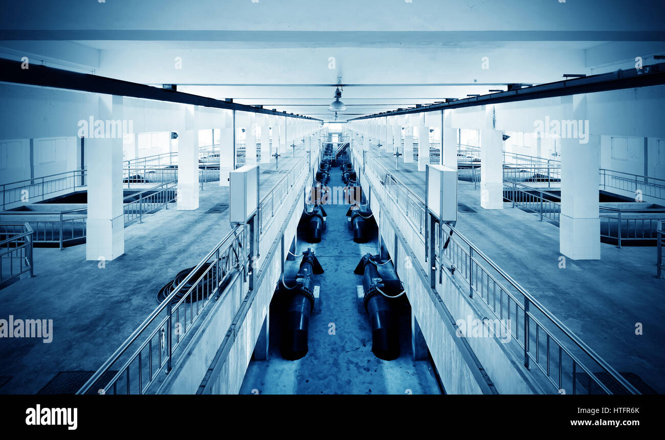 Modern interior landscape of urban sewage treatment plant Stock Photo ...