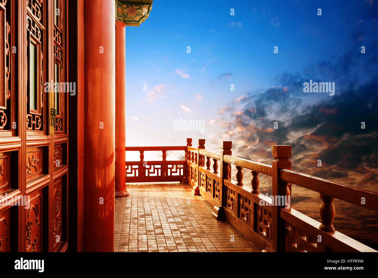 The evening sky background beautiful Asian temple Stock Photo - Alamy