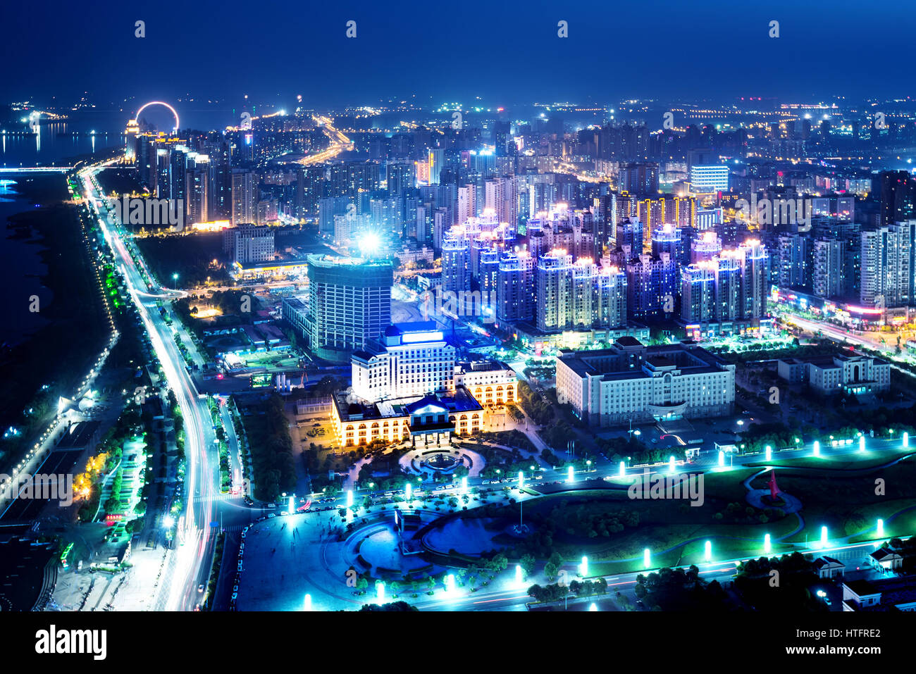 Aerial view of city night Stock Photo - Alamy