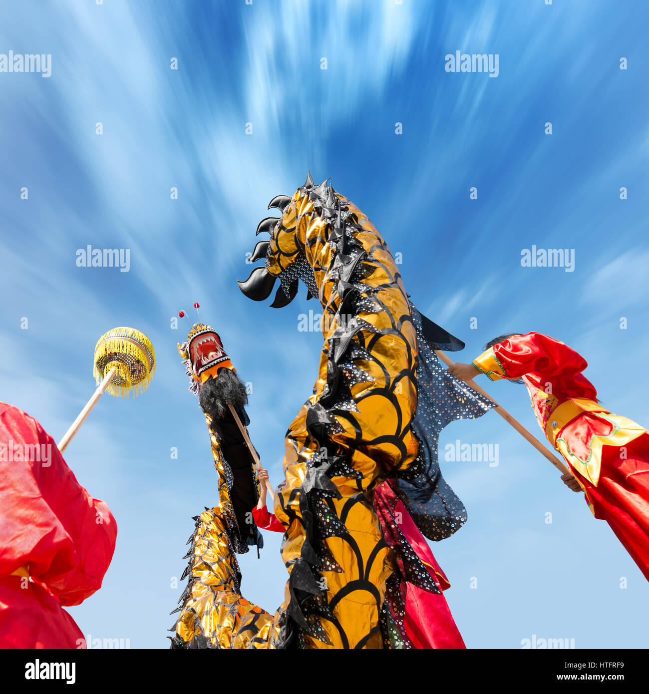 Chinese traditional dragon dance festival Stock Photo - Alamy