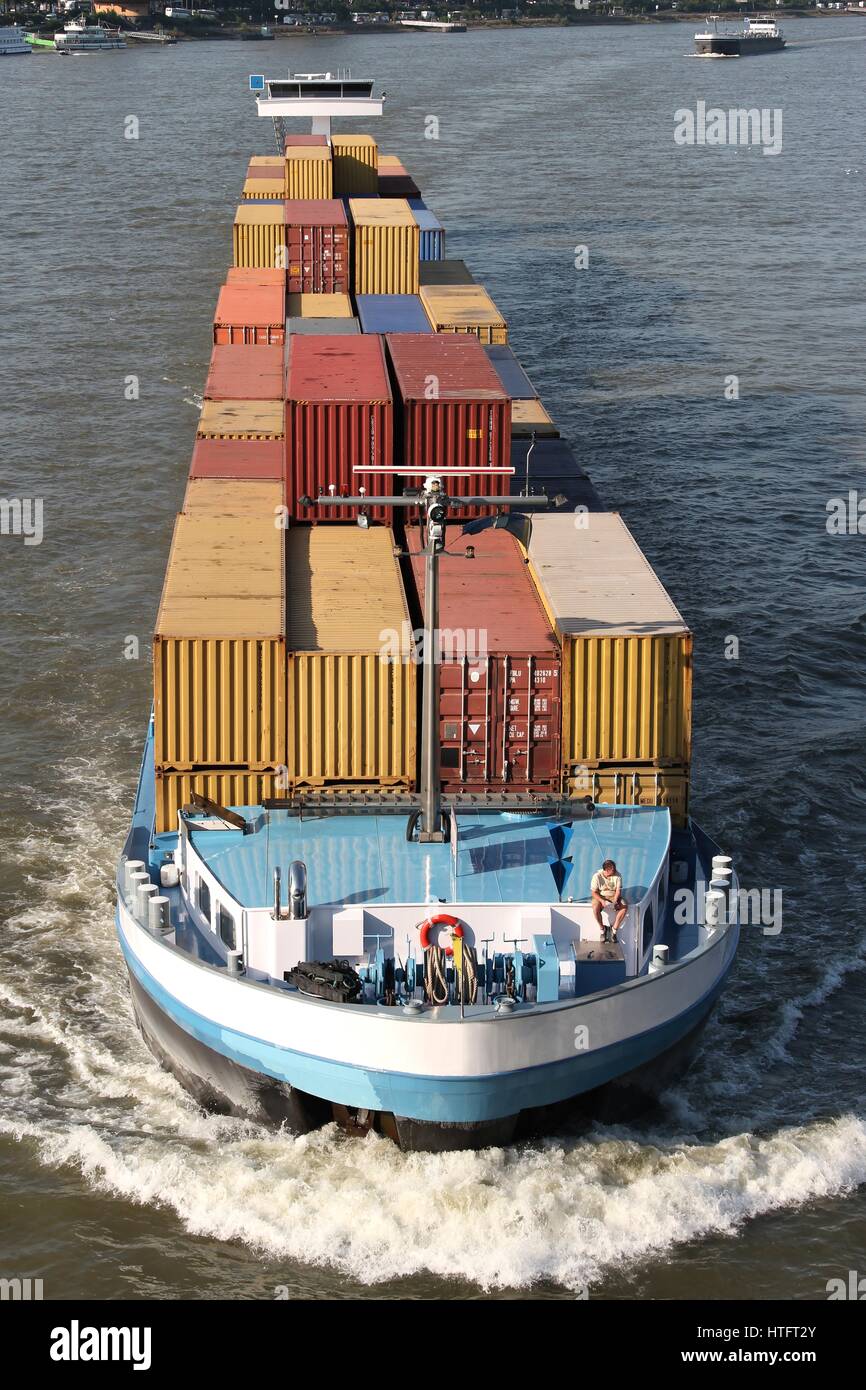 inland container vessel shipping on the river Rhine Stock Photo - Alamy