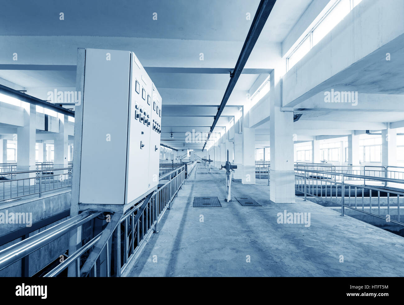 Modern interior landscape of urban sewage treatment plant Stock Photo ...