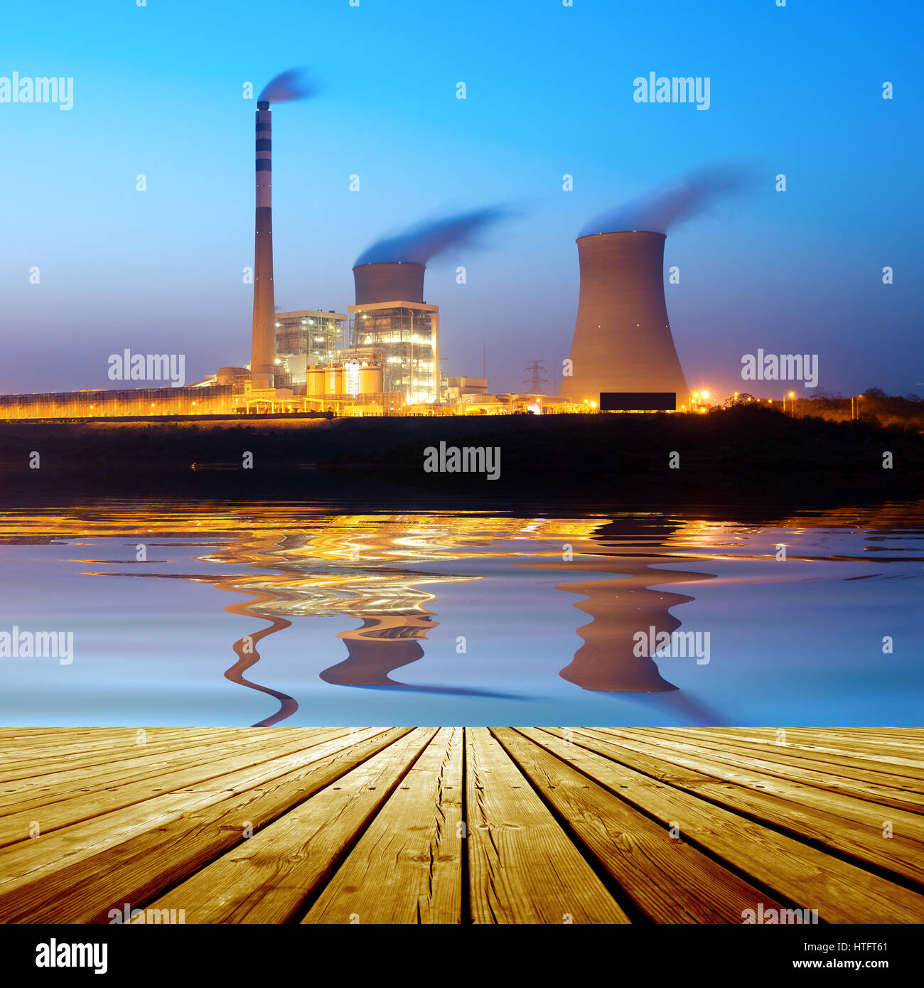 Thermal power plant at night Stock Photo - Alamy