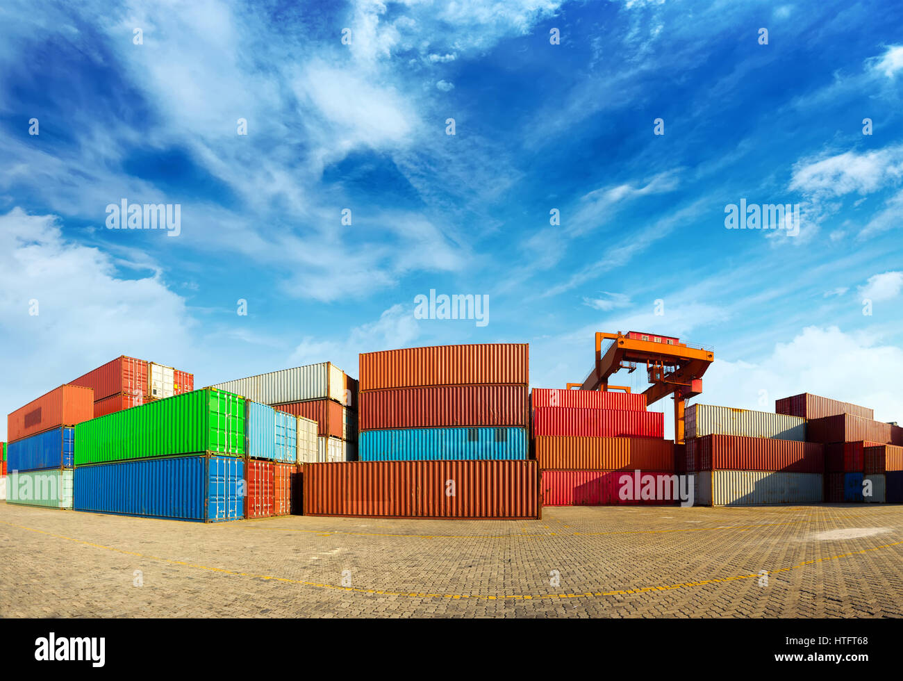 Stack of Cargo Containers at the docks Stock Photo - Alamy