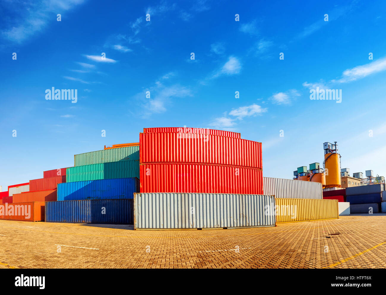 Stack of Cargo Containers at the docks Stock Photo - Alamy