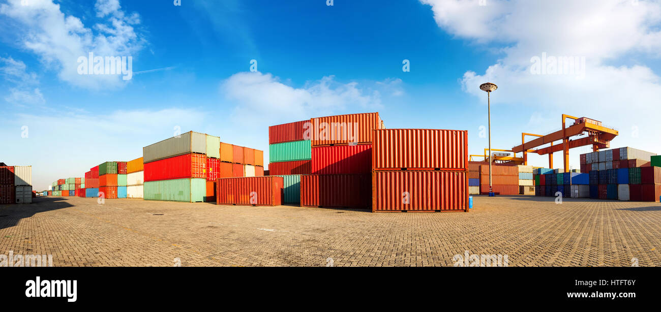 Stack of Cargo Containers at the docks Stock Photo - Alamy