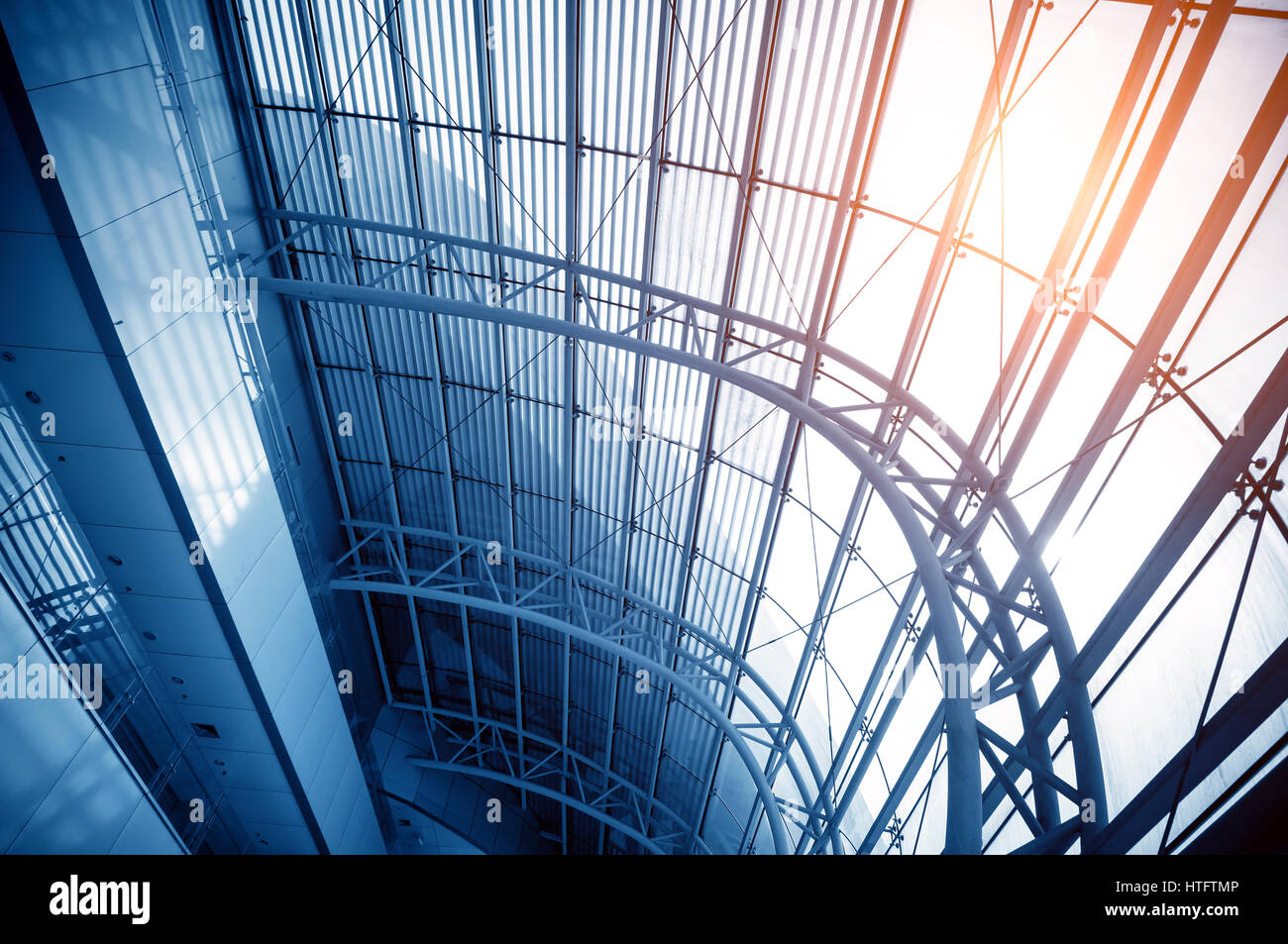 Transparent glass ceiling, modern architectural interior Stock Photo ...