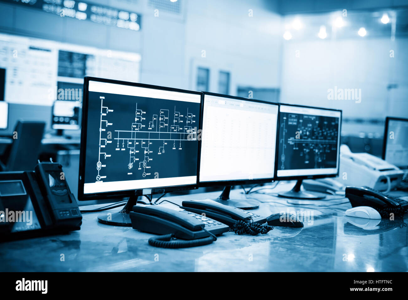 Modern plant control room and computer monitors Stock Photo - Alamy