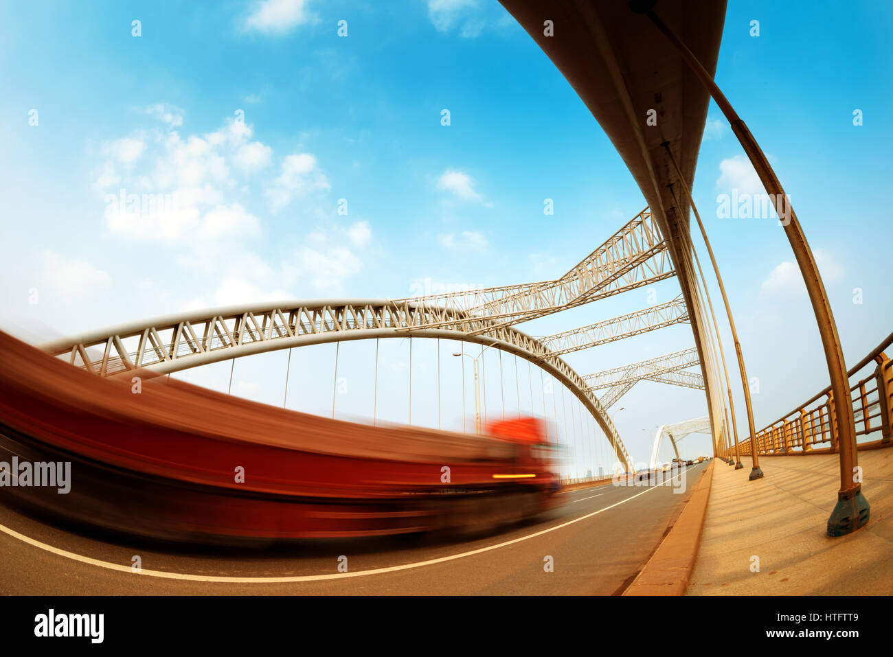 Bridges and high-speed driving truck Stock Photo - Alamy