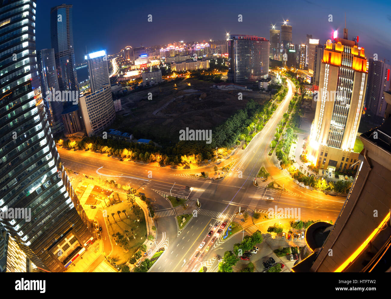 Aerial view of city night Stock Photo - Alamy