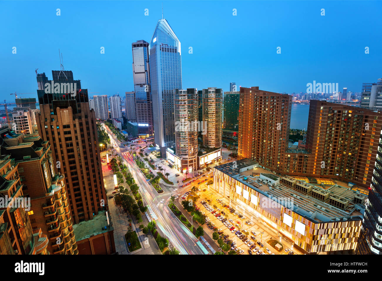 Aerial view of city night Stock Photo - Alamy