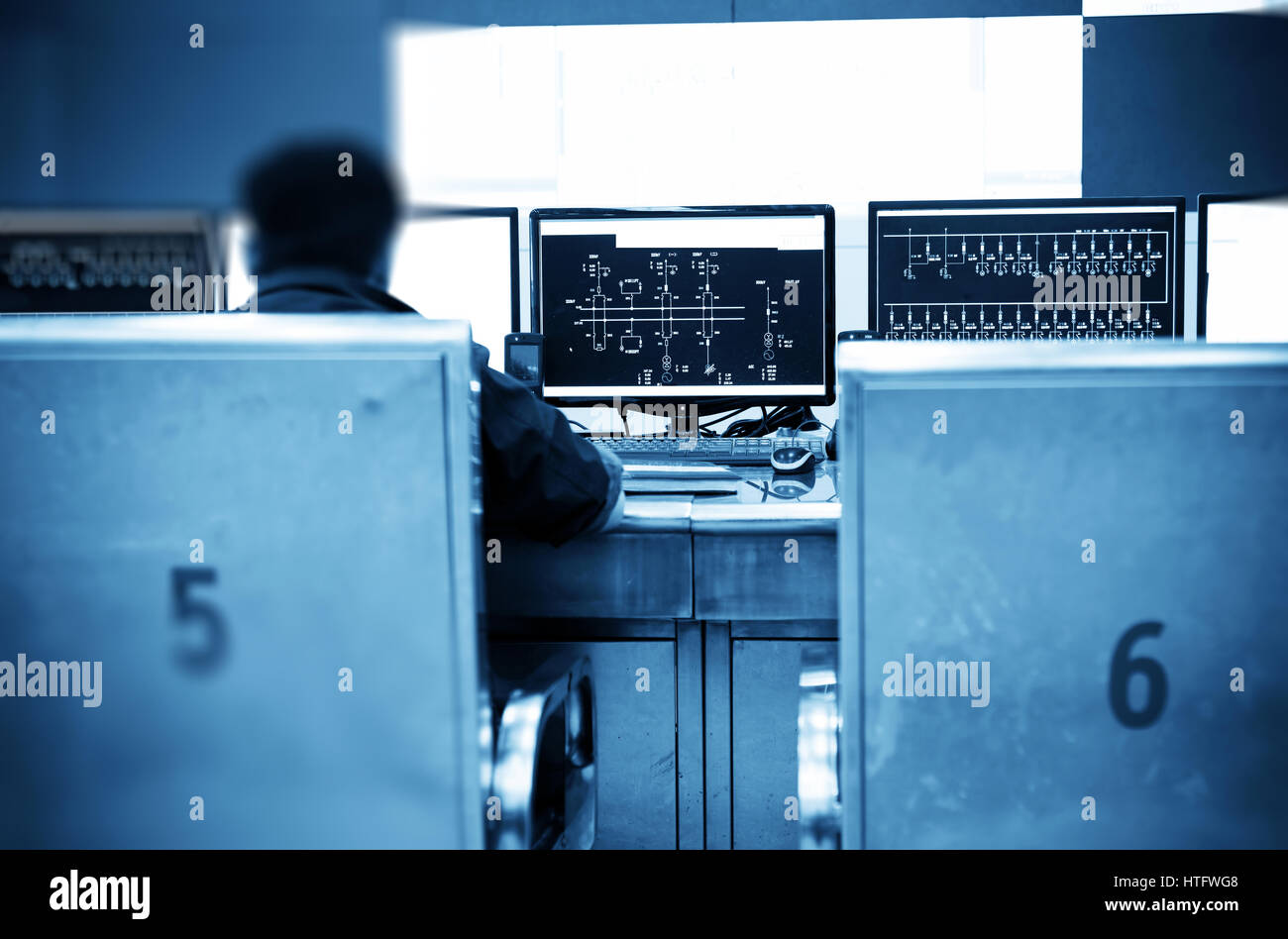 Modern plant control room and computer monitors Stock Photo - Alamy