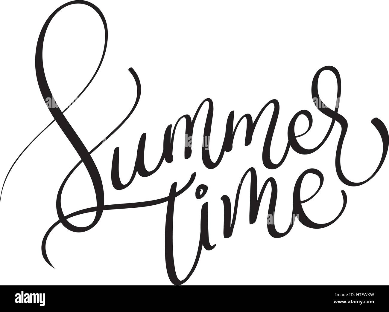 Summer time vector text on white background. Calligraphy lettering ...
