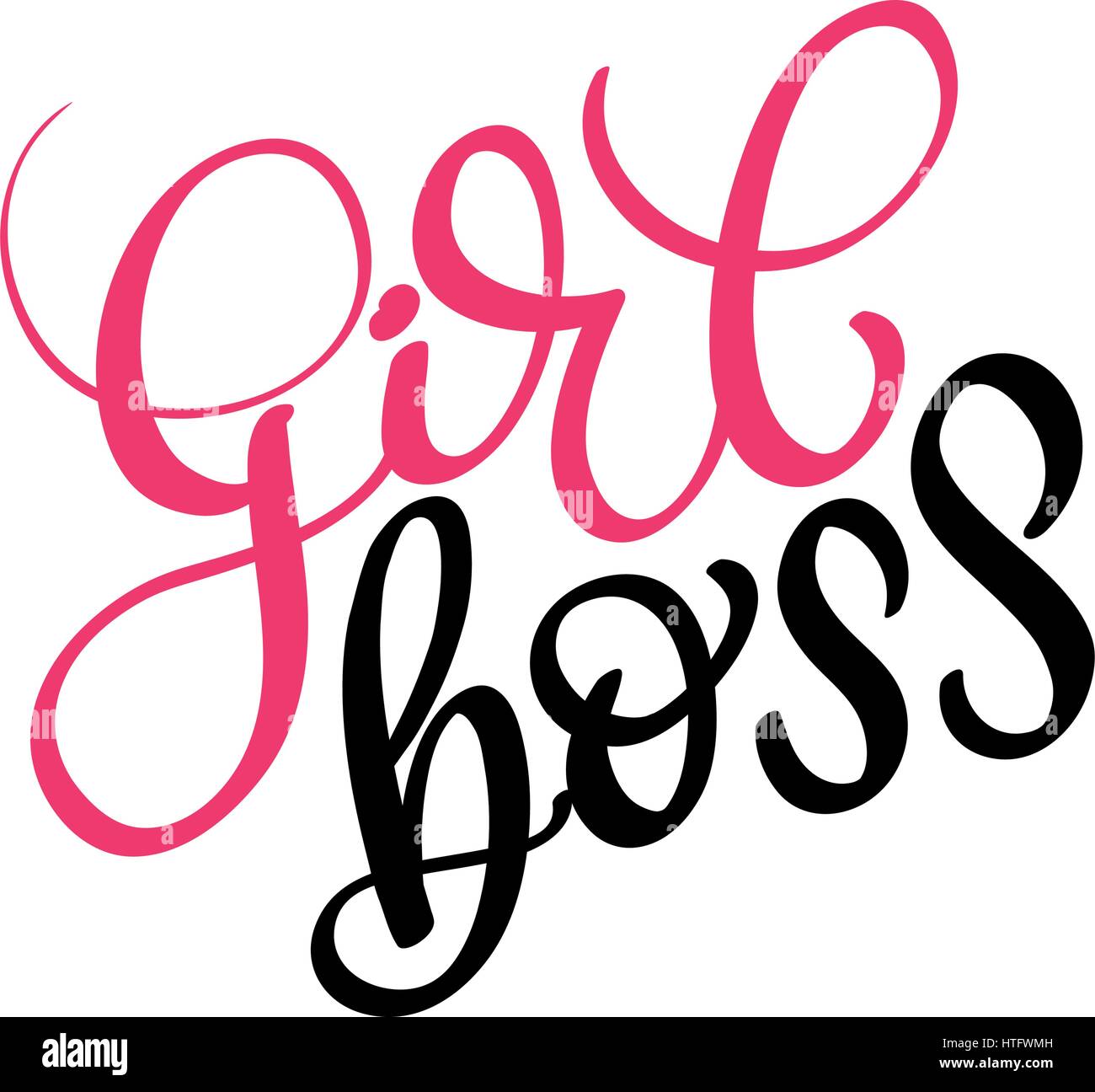 girl boss vector text on white background. Calligraphy lettering ...