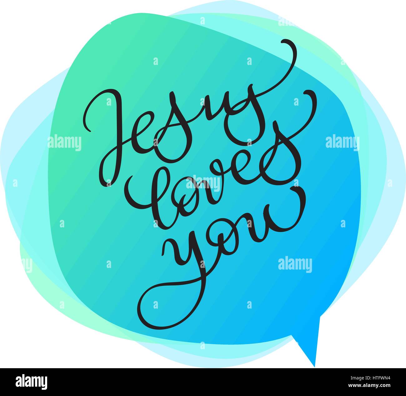 Jesus loves you vector text on green background. Calligraphy lettering ...