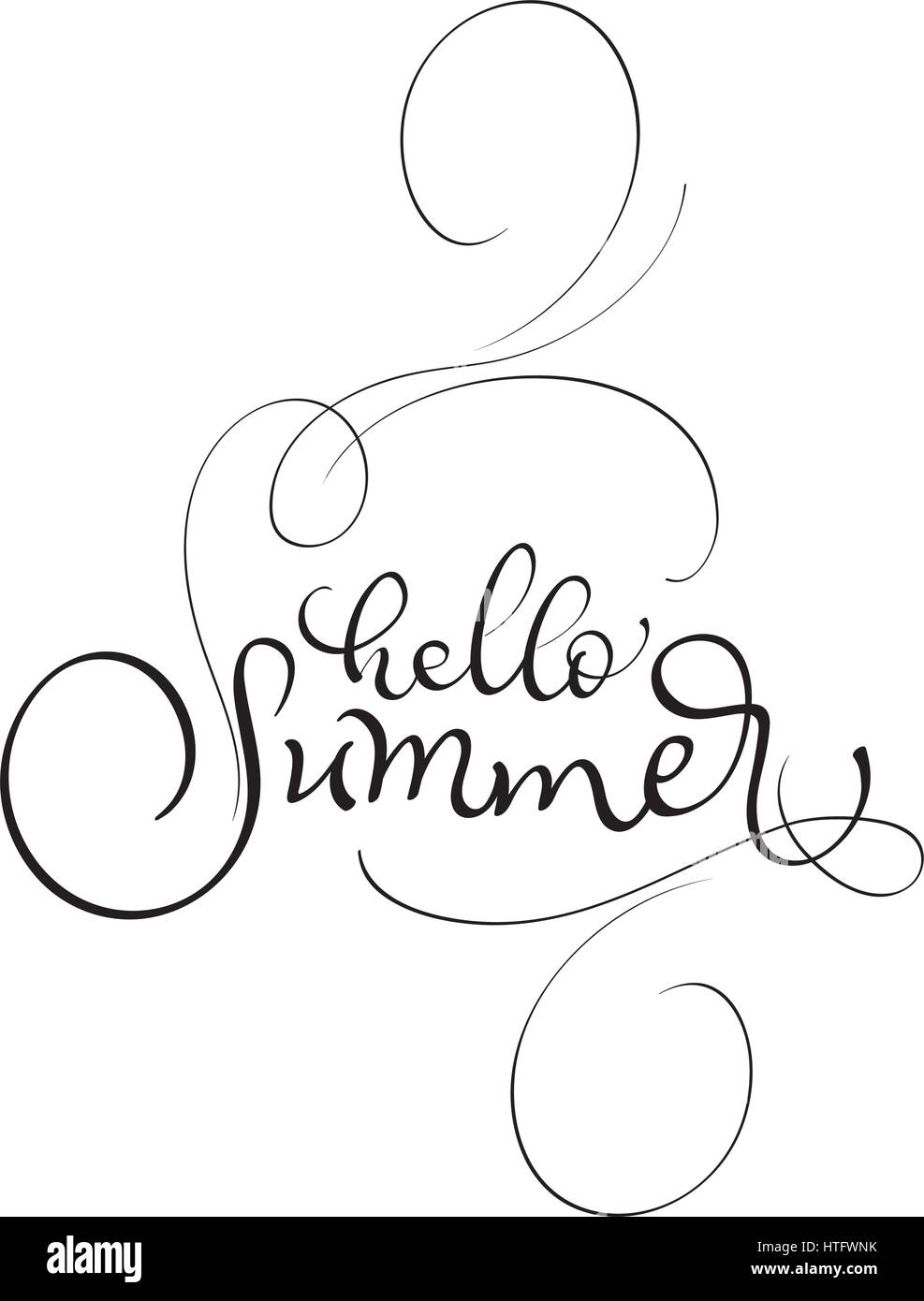 hello summer vector text on white background. Calligraphy lettering ...