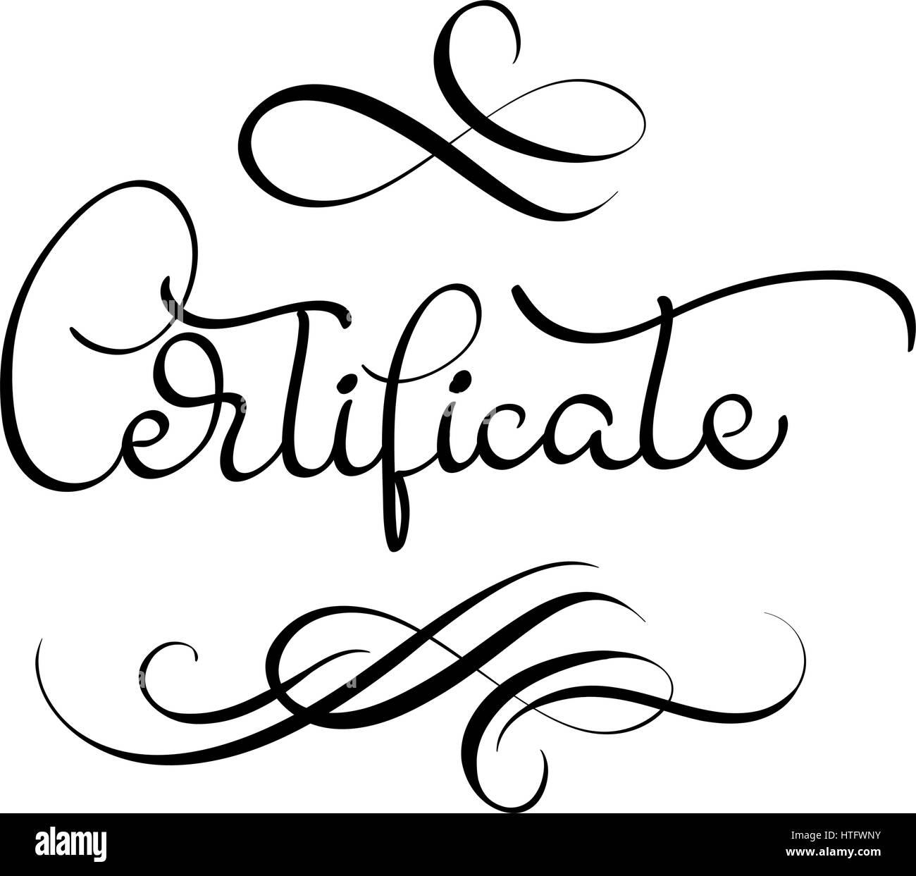 certificate vector text on white background. Calligraphy lettering ...